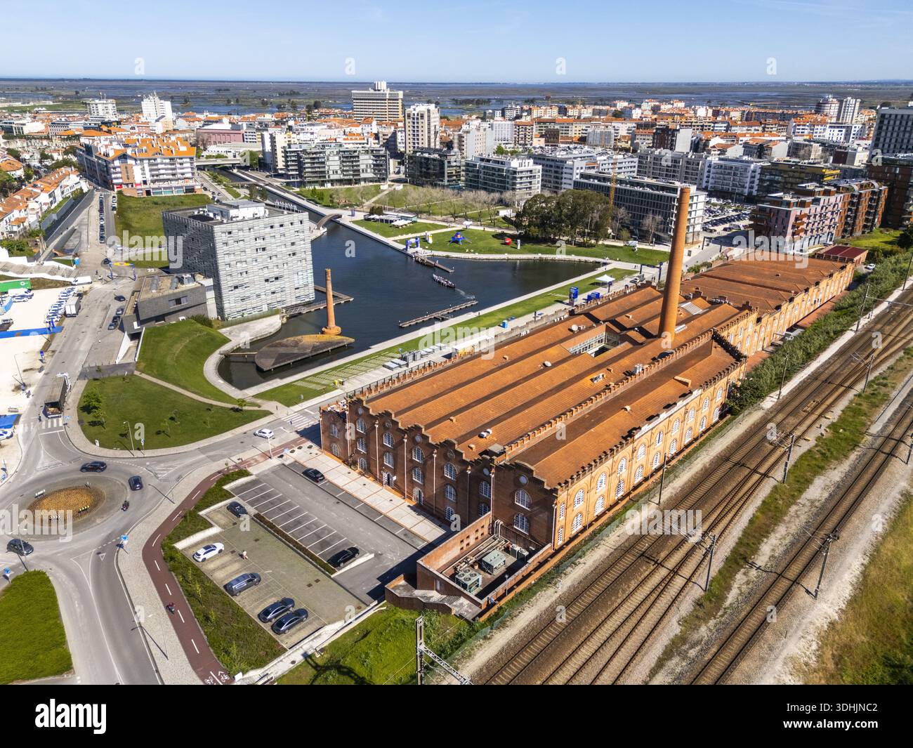 Aerial view of the distinctive red-brick architecture of Fábrica de ...