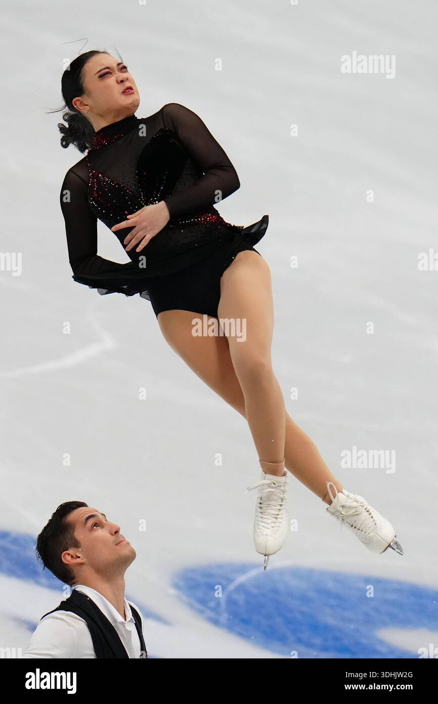 Balazs Nagy and Audrey Shin, of the United States, compete in the Pairs ...