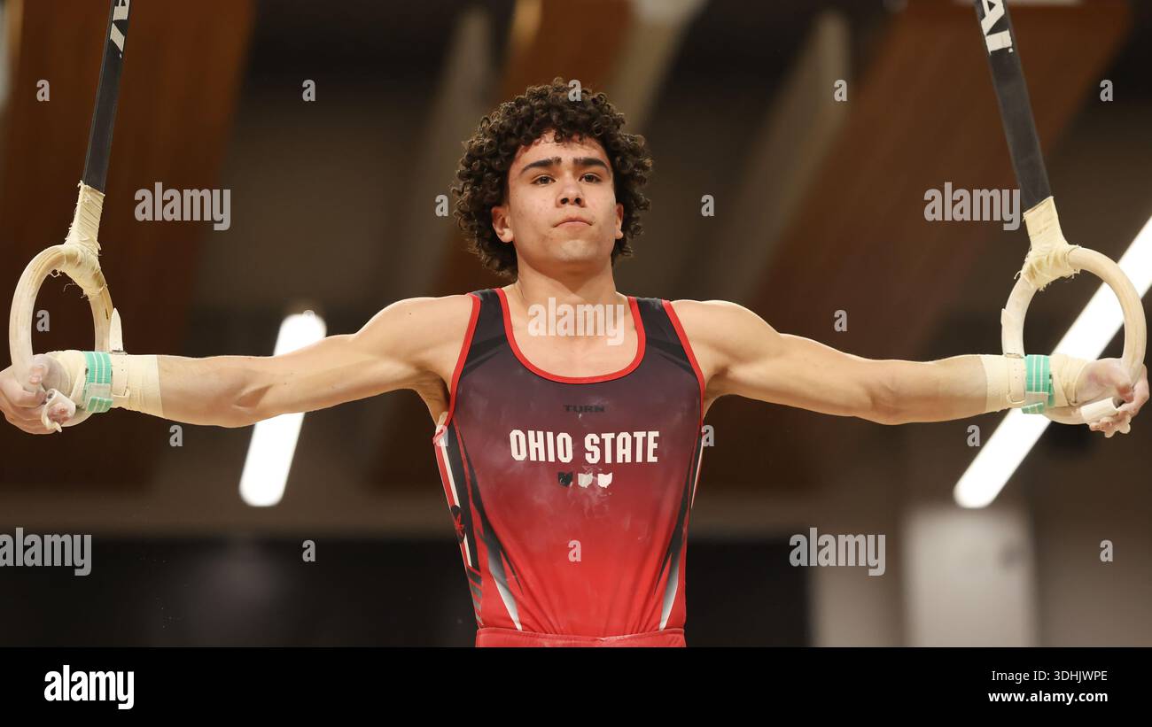 Ohio State gymnast David Ramirez competes during an NCAA gymnastics ...