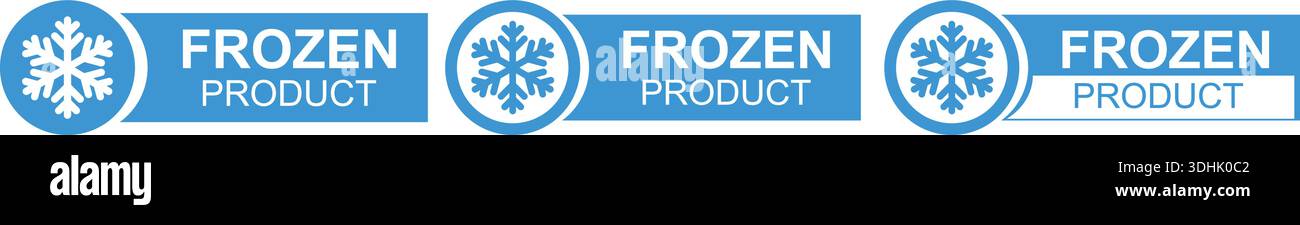 Frozen product badge set with snowflake symbol for food packaging ...