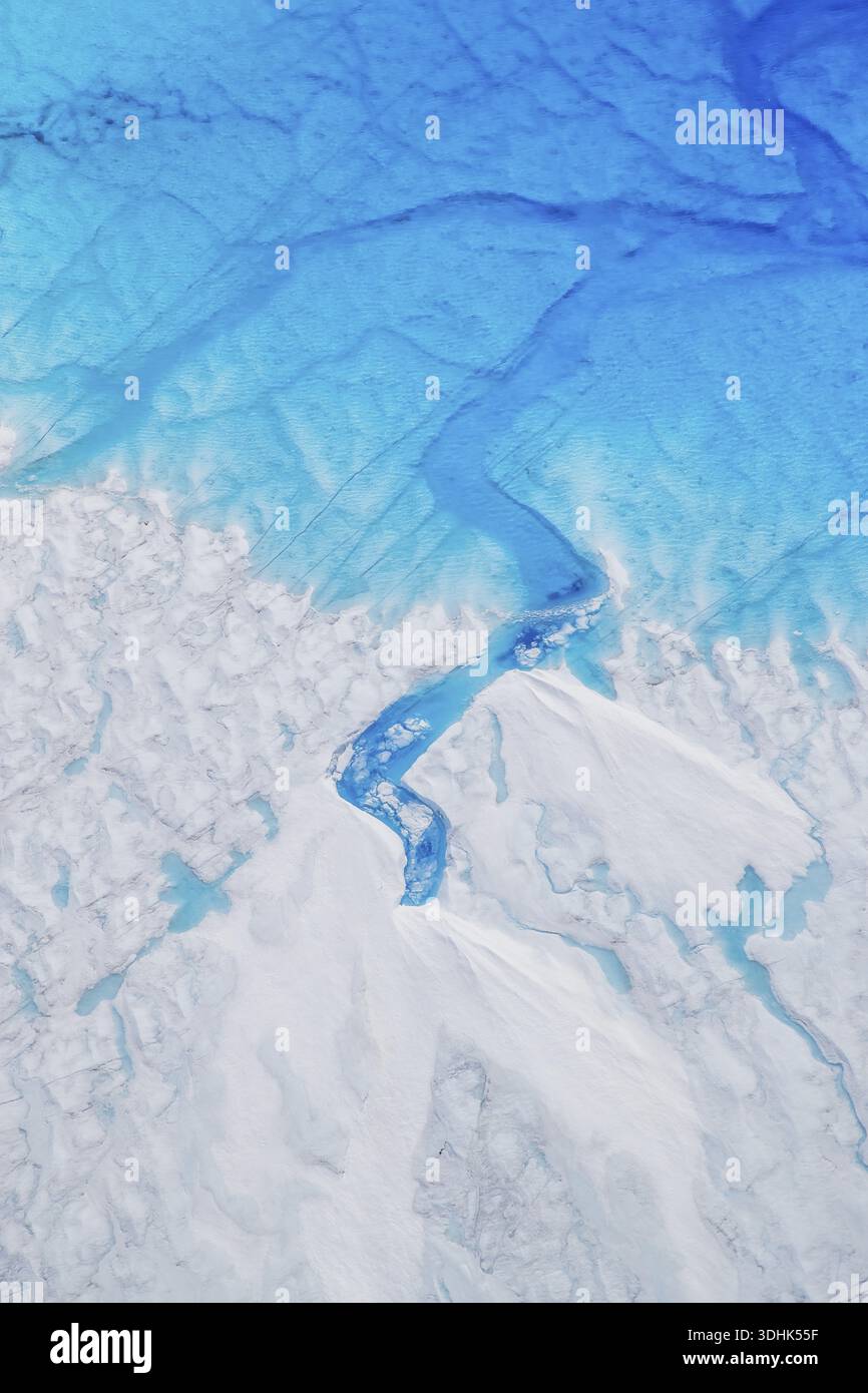 Aerial view of surface lakes (glacial/proglacial lakes) and Glacial ...