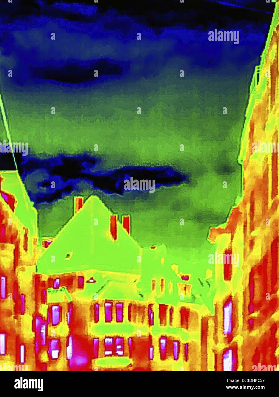 Thermal image or thermography, symbolic photo, interpolated. The photo ...