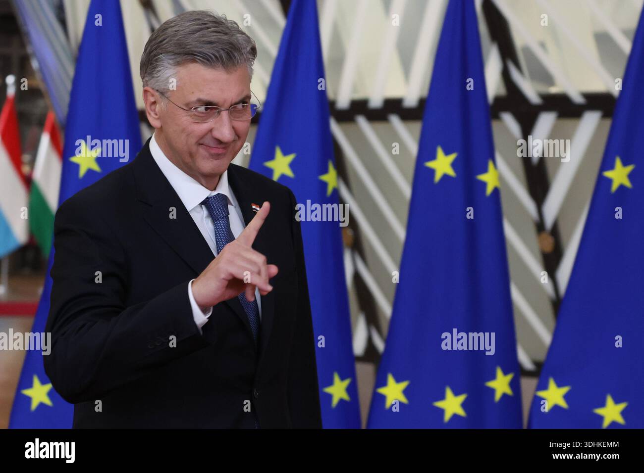 Croatia's Prime Minister Andrej Plenkovic arrives for the EU summit in ...