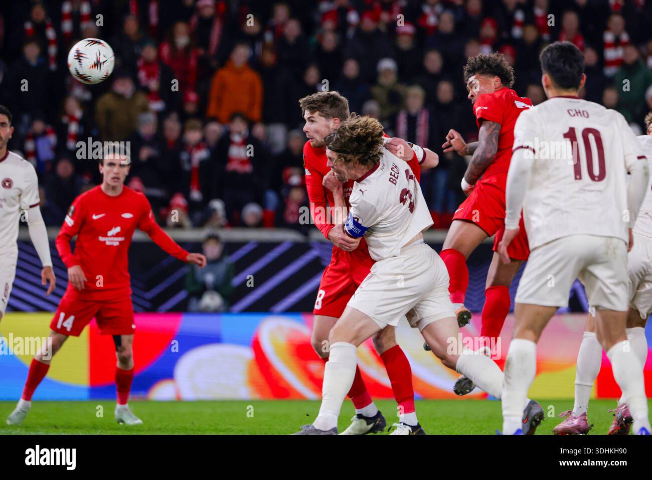 Bergen 20260122. Brann's Noah Holm scores in the UEFA Europa League ...