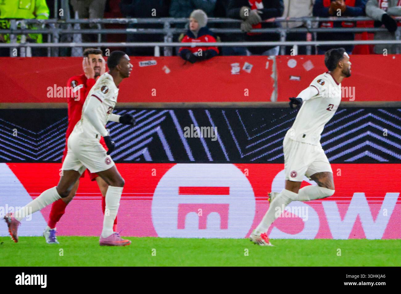 Bergen 20260122. FC Midtjylland cheers after scoring by Júnior Brumado ...