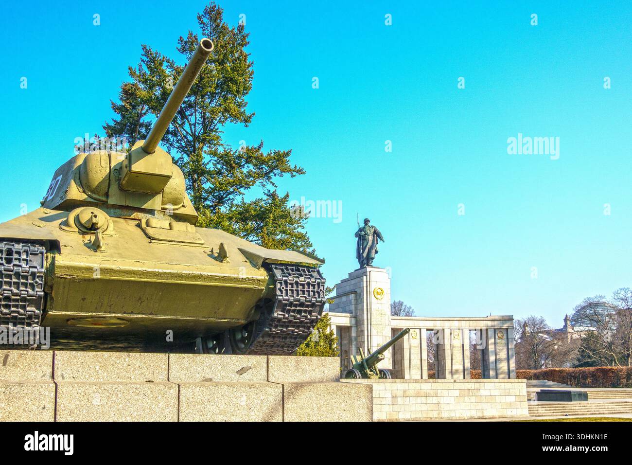 Germany,Berlin-March-09-2025, Soviet memorial with tanks and howitzers ...