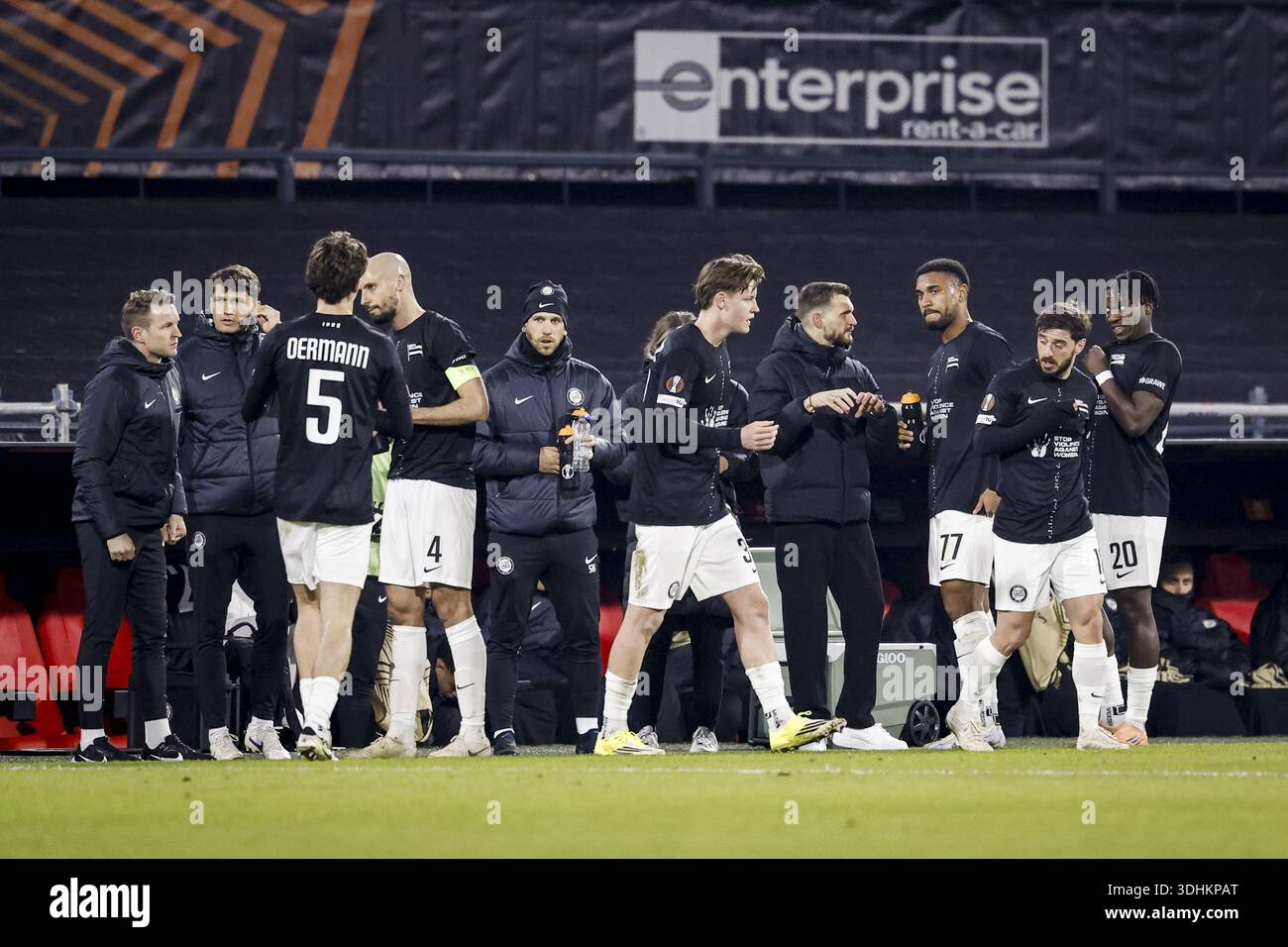 ROTTERDAM - Players and staff of SK Sturm Graz during the UEFA Europa ...