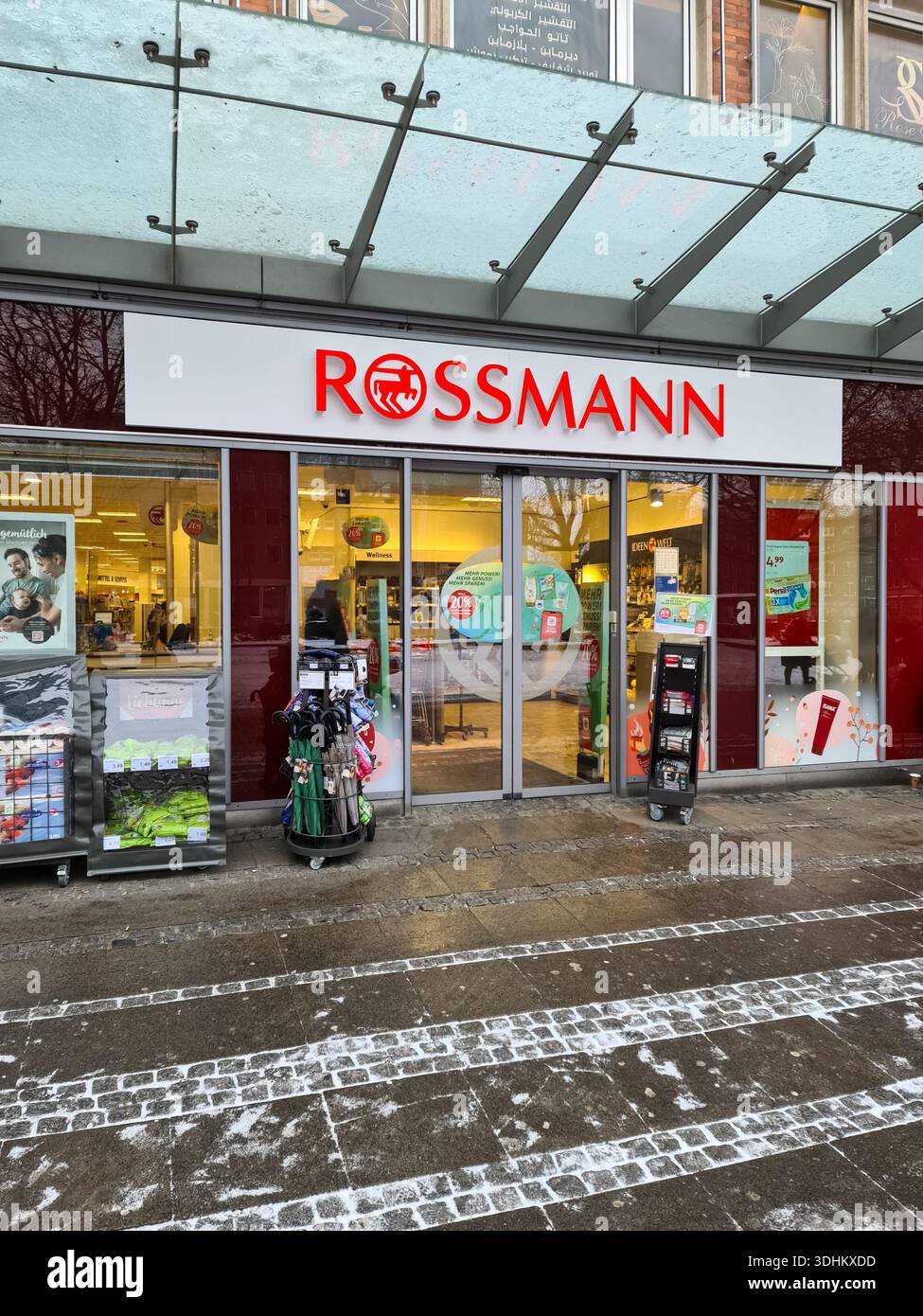 Kiel, Germany - 19. January 2026: Rossmann store facade with doors and ...