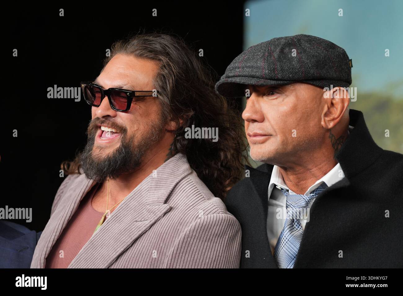 Jason Momoa and Dave Bautista (right) attend The Wrecking Crew UK ...