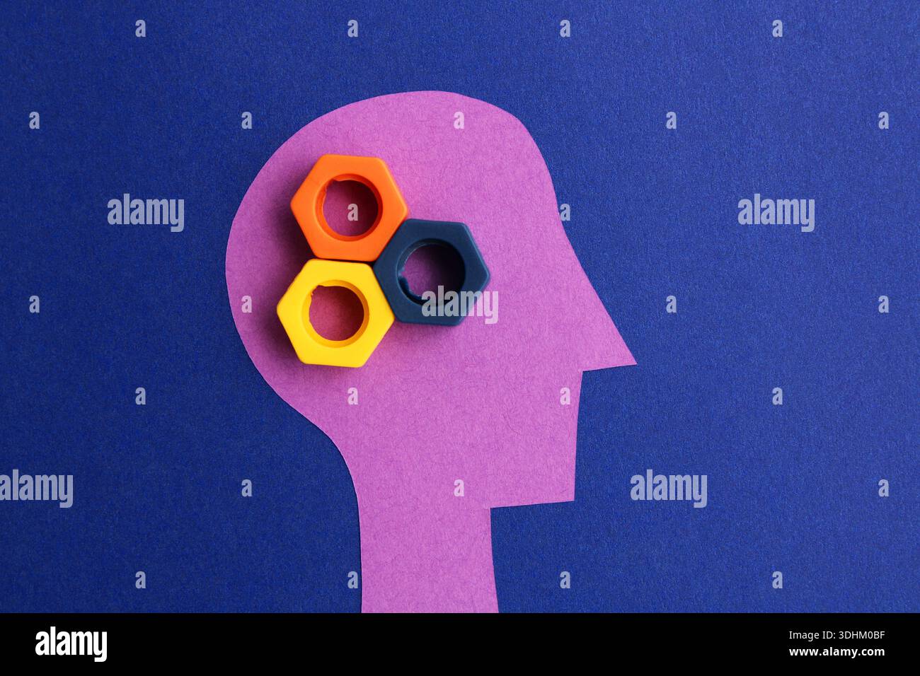 Human profile silhouette, mind with analytical and structured thinking ...