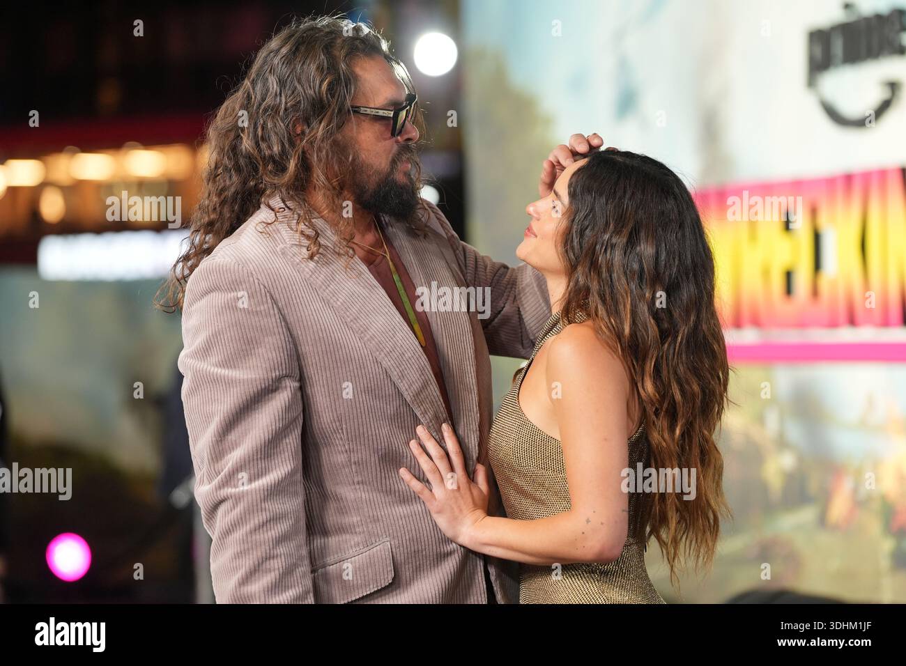 Jason Momoa and his partner Adria Arjona attend The Wrecking Crew UK ...