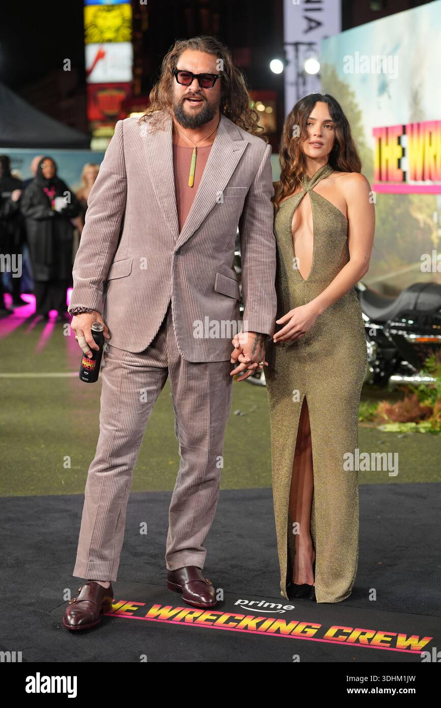 Jason Momoa and his partner Adria Arjona attend The Wrecking Crew UK ...