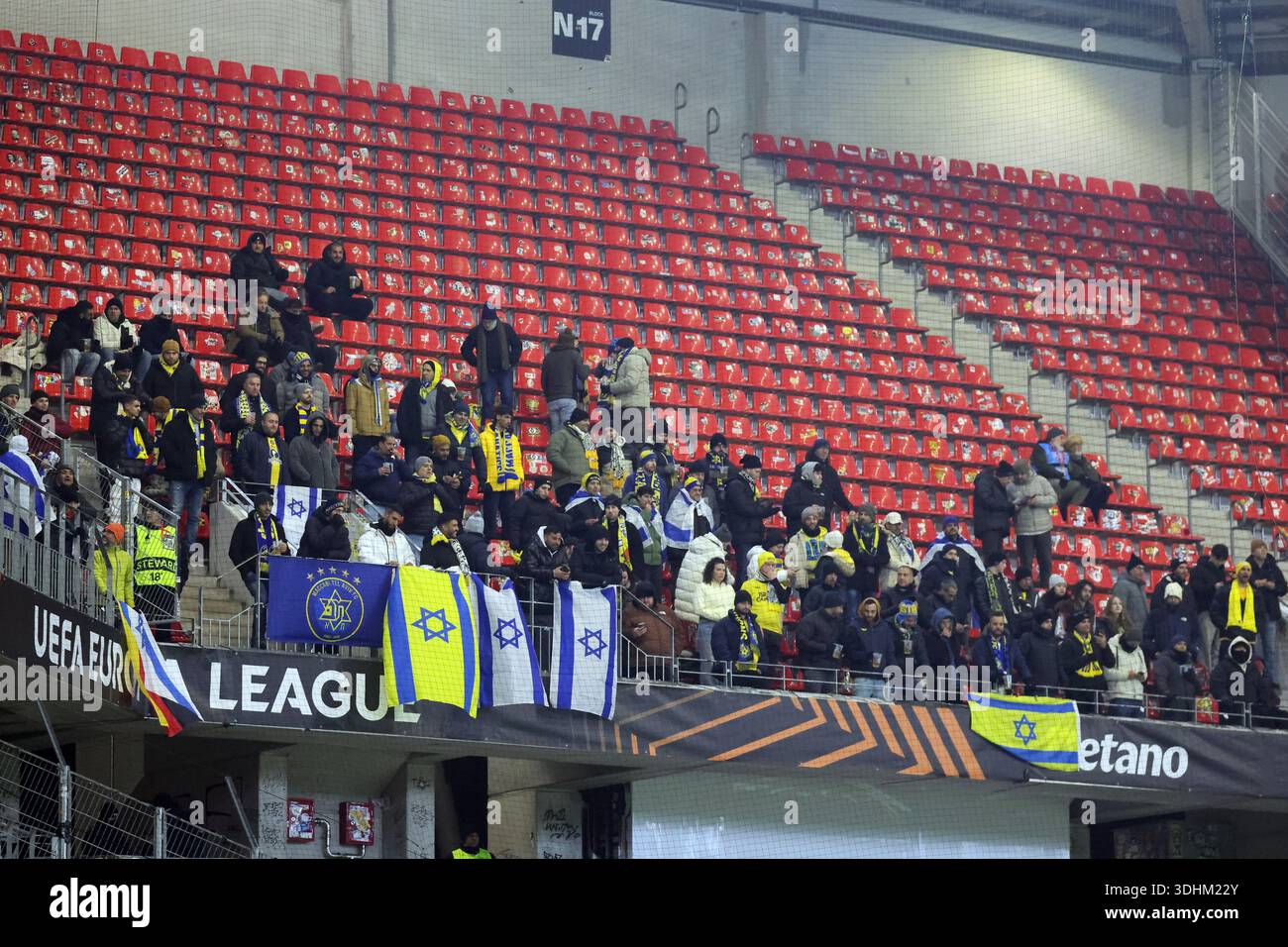 About four dozen fans [supporters] of Maccabi Tel Aviv watched the away ...