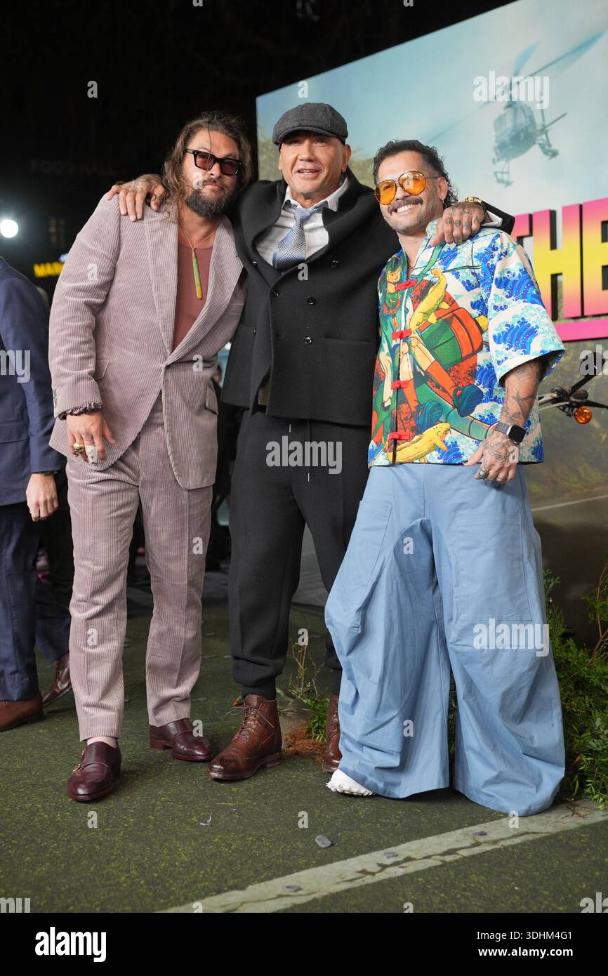 (left to right) Jason Momoa, Dave Bautista and Angel Manuel Soto ...