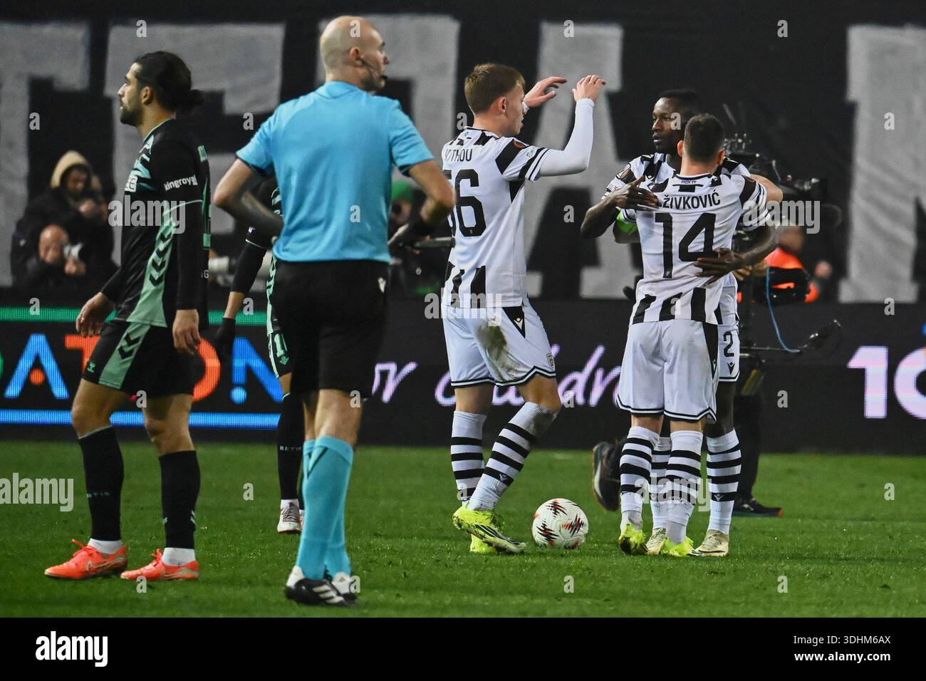 PAOK's players celebrate after the end of the Europa League soccer ...