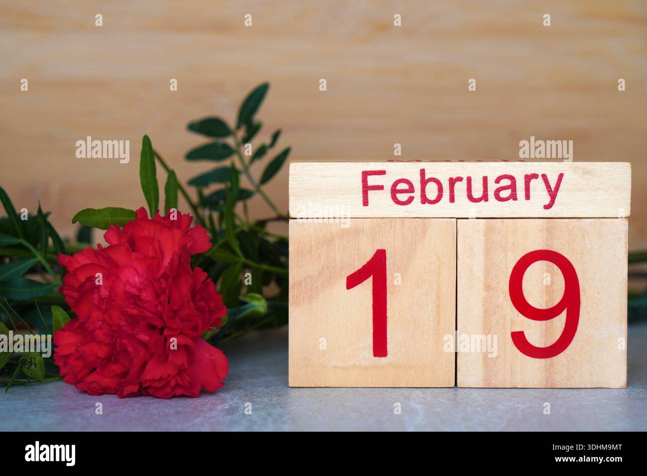 February 19th wooden calendar hi-res stock photography and images - Alamy