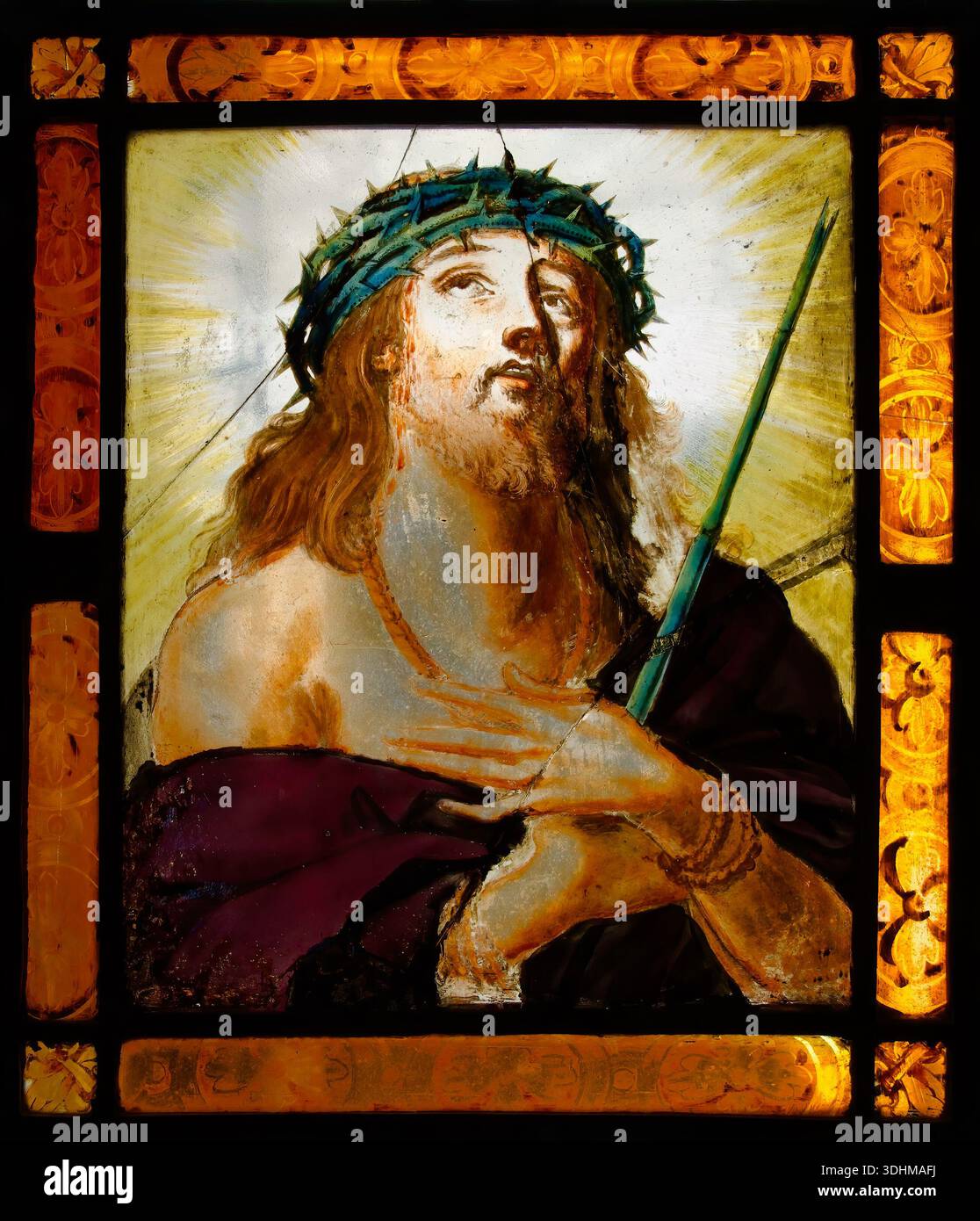 Stained glass window Ecce Homo or Behold the Man representing Jesus ...