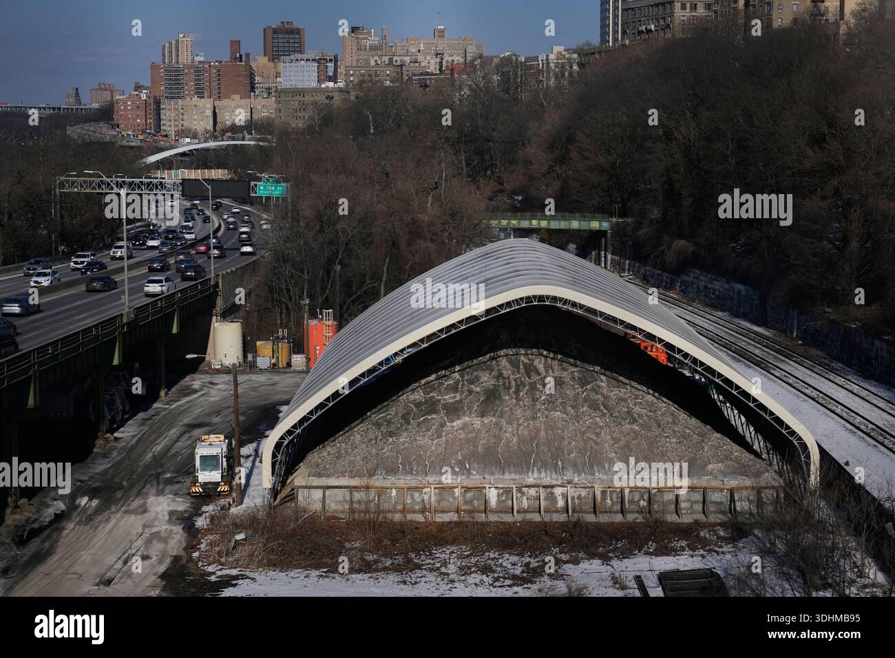 Salt is stored for use on icy roads in New York, Thursday, Jan. 22 ...