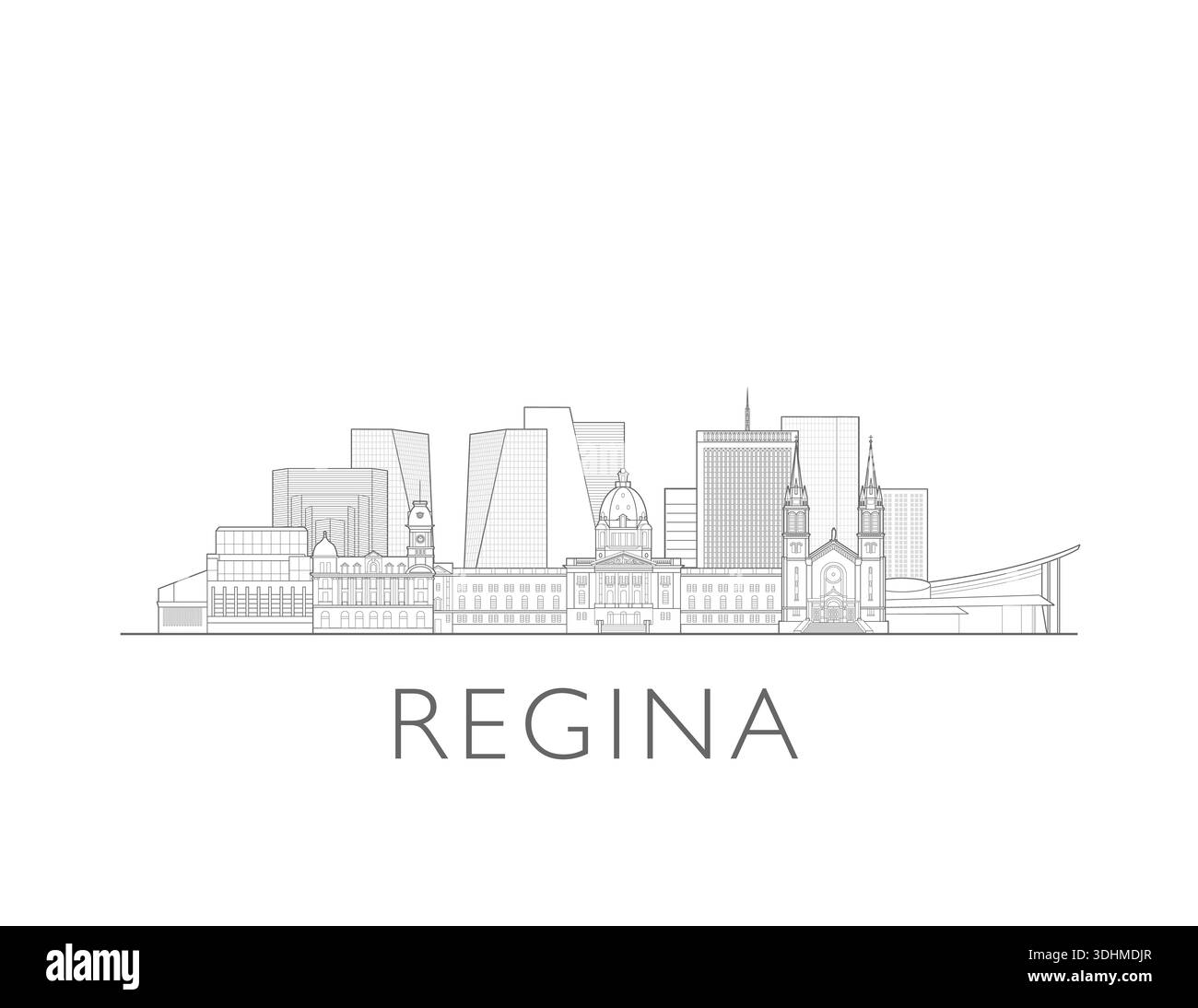 Regina skyline, Canada. Urban cityscape with landmarks and monuments ...