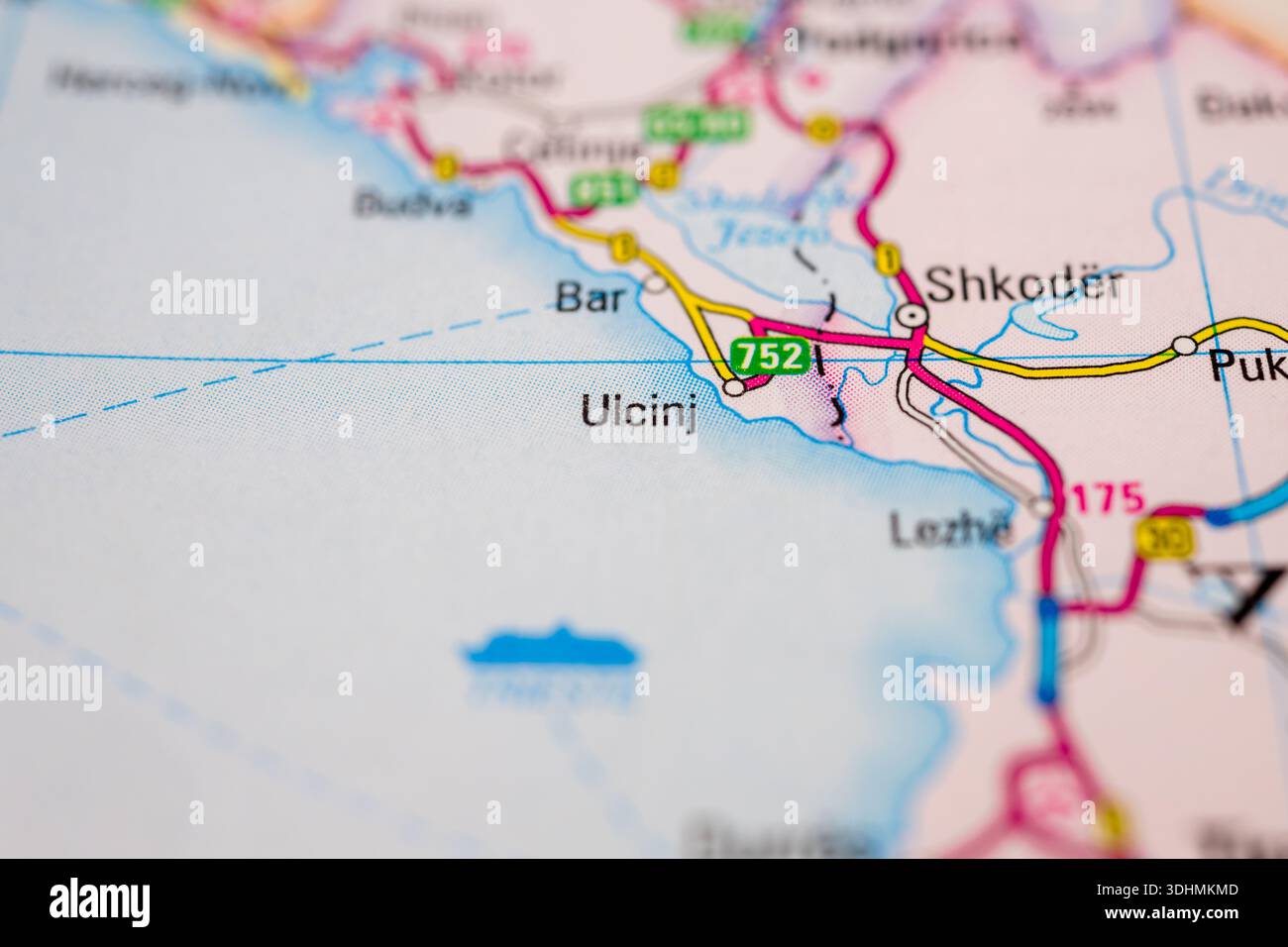 Map detailing Ulcinj Albania border region Stock Photo - Alamy