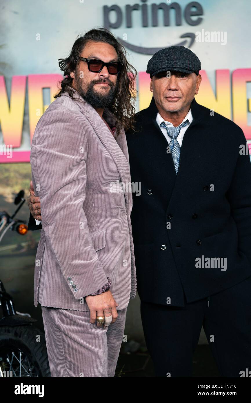 Jason Momoa and Dave Bautista attend "The Wrecking Crew" UK Special ...