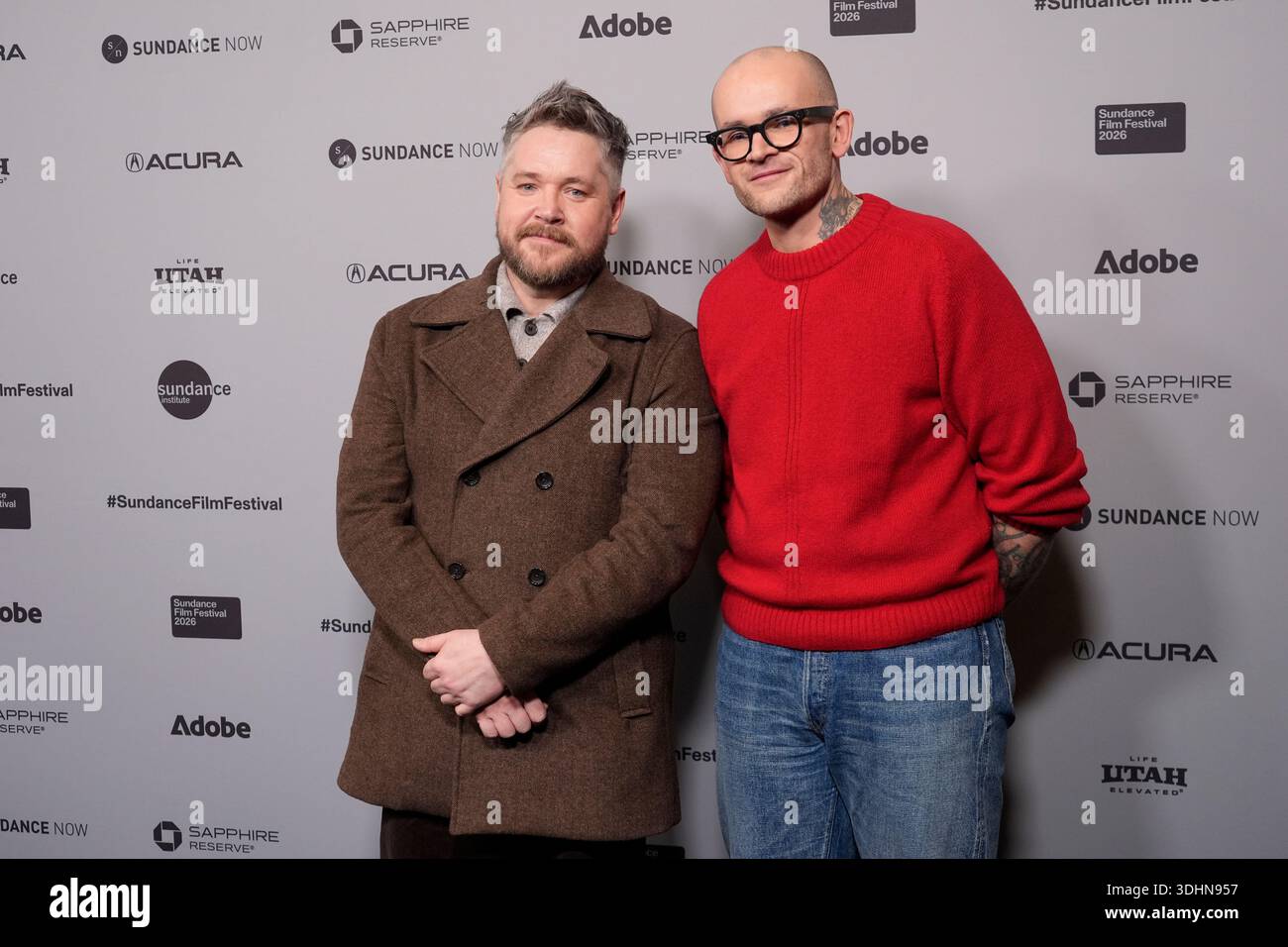 Grant O'Rourke, left, and director Louis Paxton attend the premiere of ...