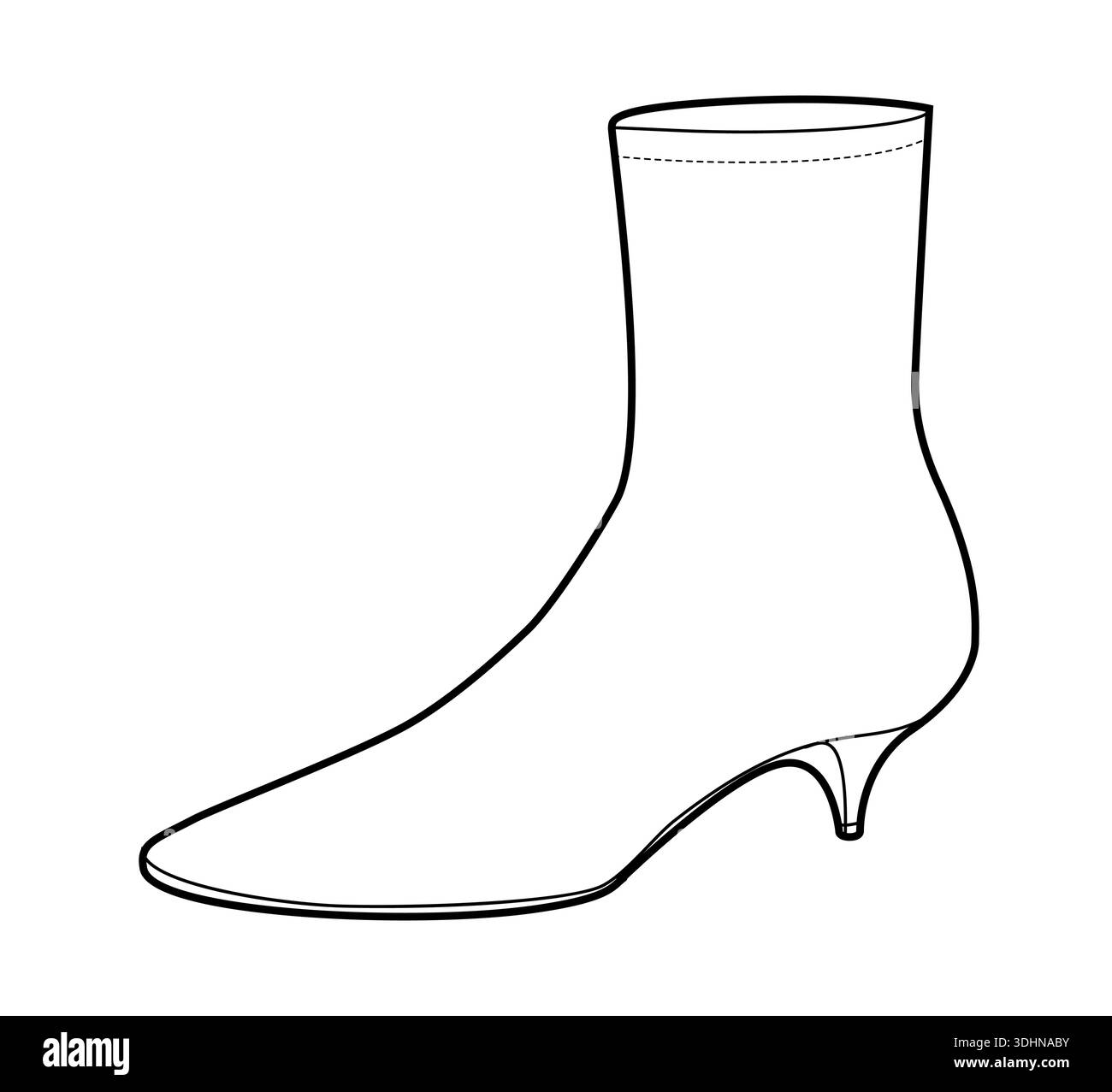 Kitten heel boot women single line pair. Low heel with smooth shaft for ...