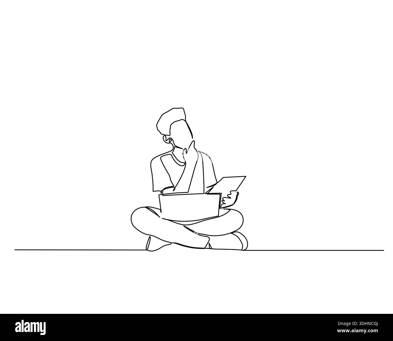 Person on laptop line Stock Vector Images - Alamy