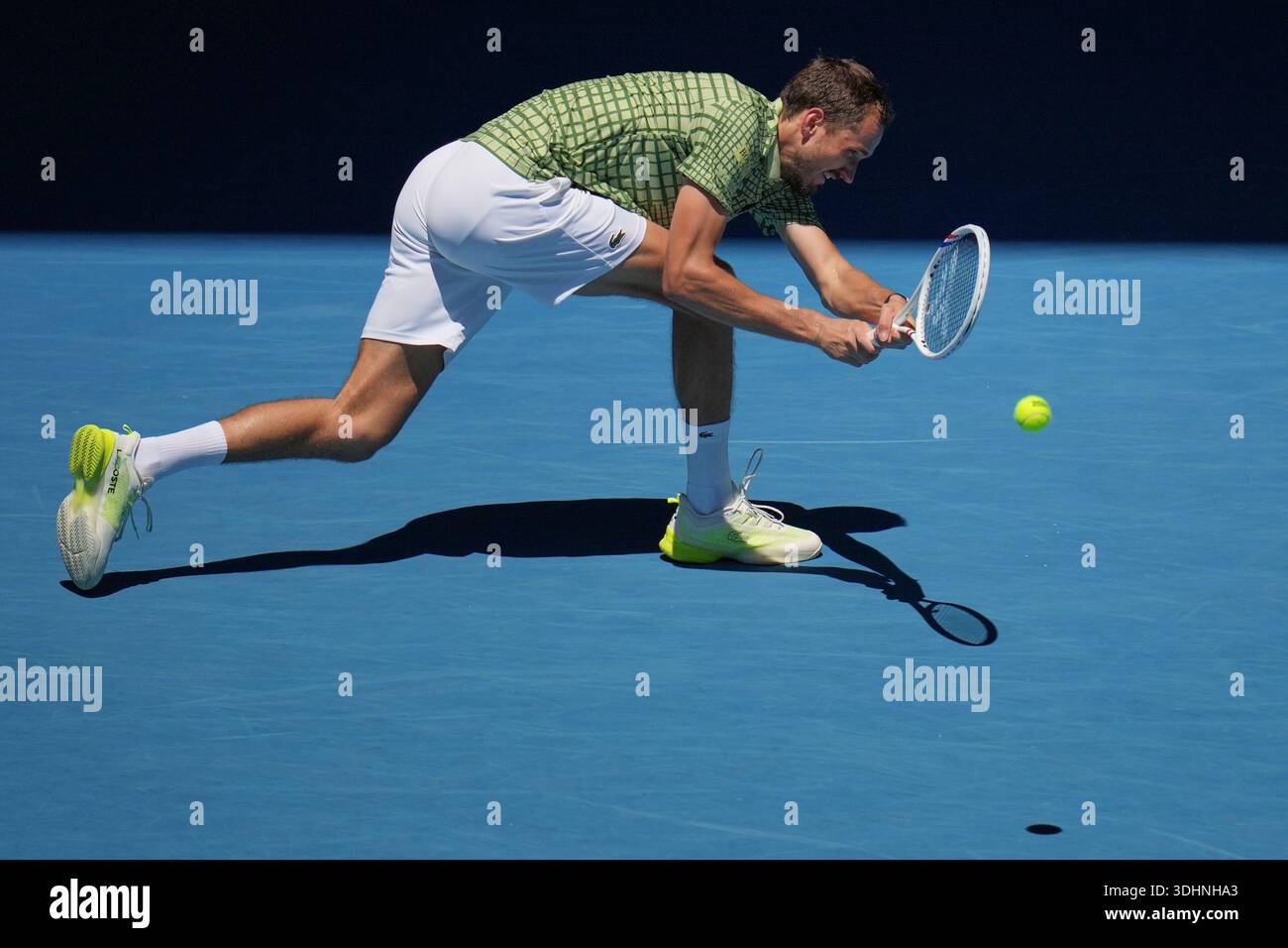 Daniil Medvedev of Russia plays a backhand return to Fabian Marozsan of ...
