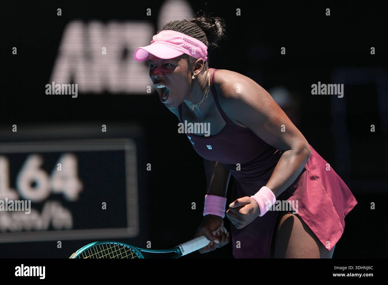 Victoria Mboko of Canada reacts during her third round match against ...