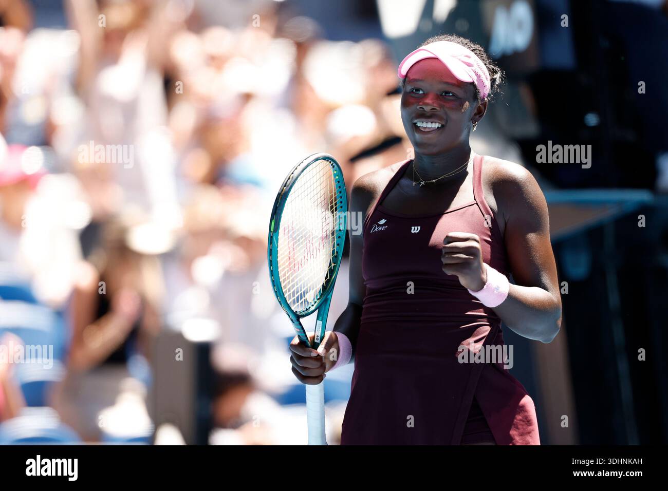 Victoria Mboko of Canada celebrates match point during the Women’s 3rd ...
