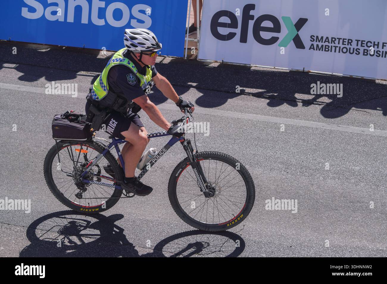 23 January 2026 South Australia police officer rides on bicycle ...