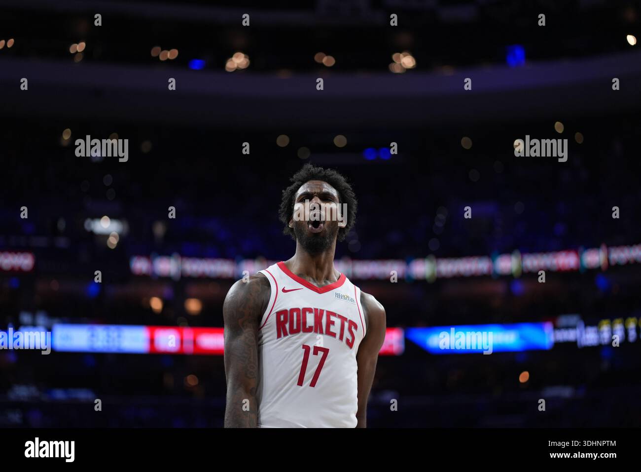 Houston Rockets' Tari Eason reacts during an NBA basketball game ...