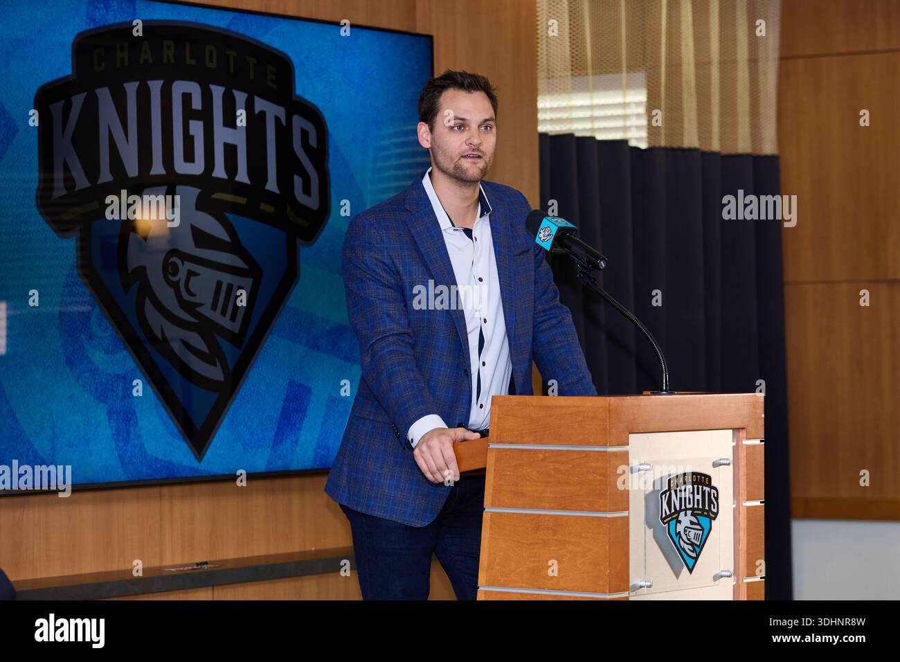 Chad Pinder answers questions from the media as he is introduced as the ...