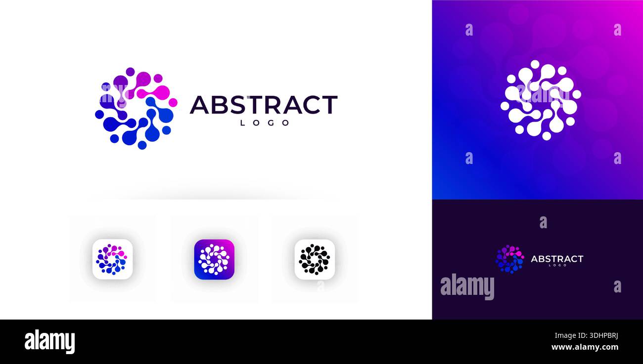 AI circular logo symbol. Biotech molecule vortex icon, nuclear reactor ...