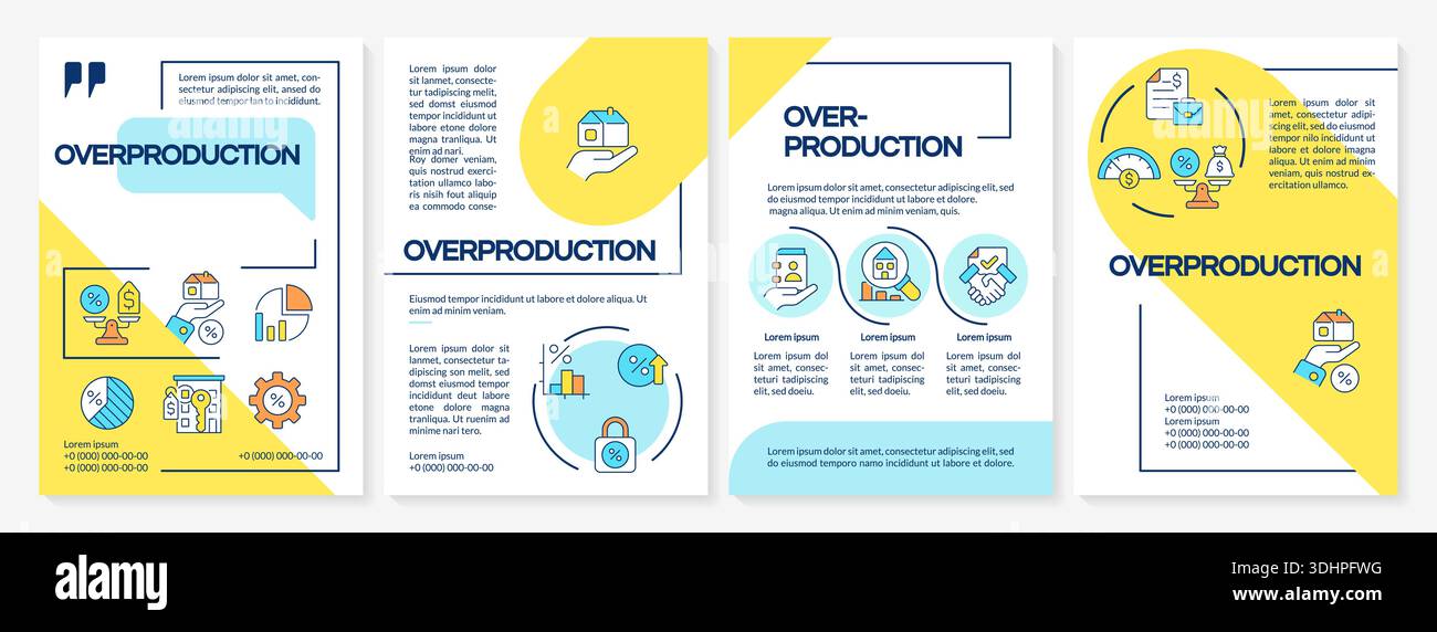 Overproduction blue and yellow brochure layout Stock Vector Image & Art ...