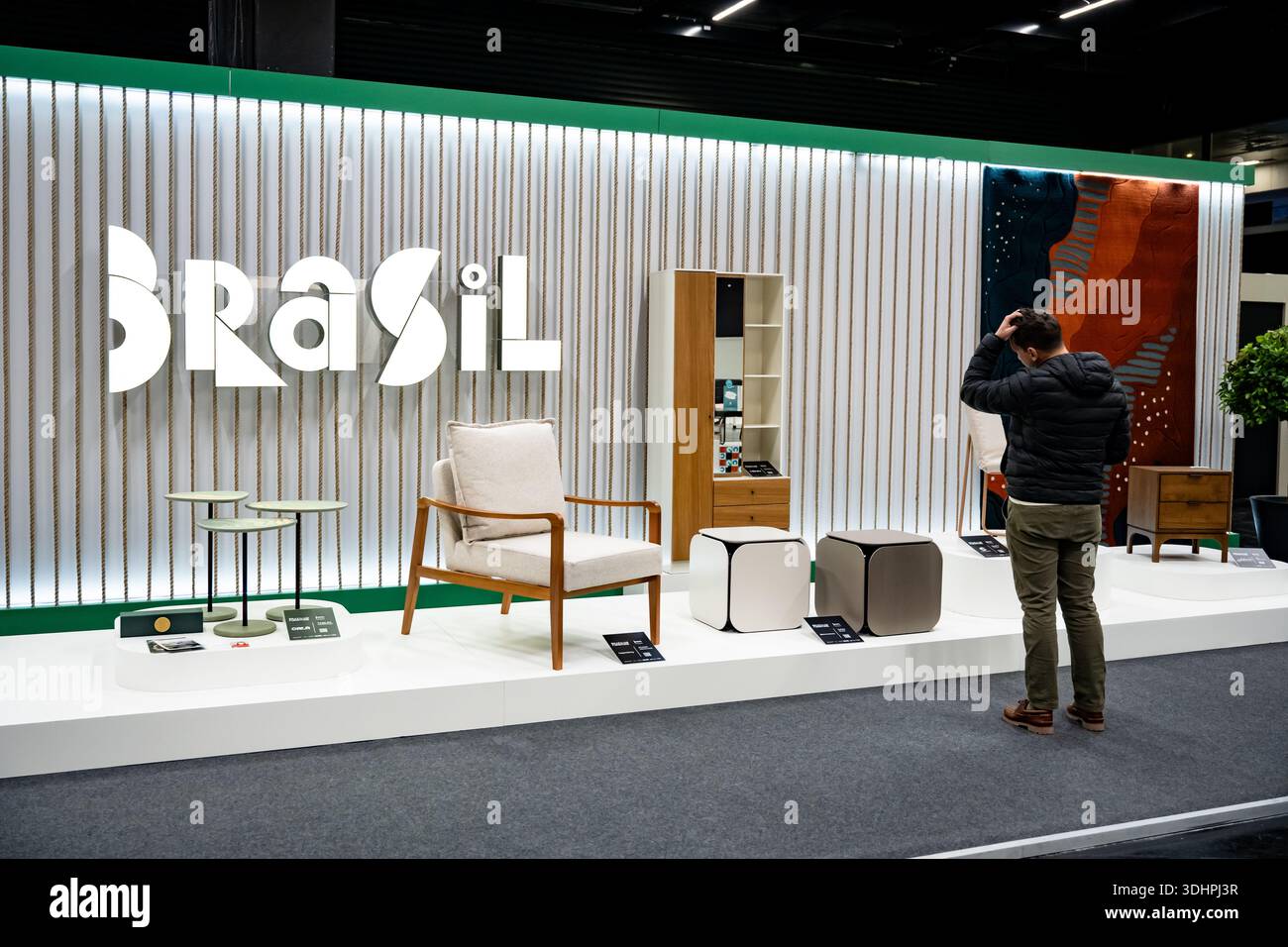 Cologne, Germany. 21st Jan, 2026. A stand of Brazilian design and ...