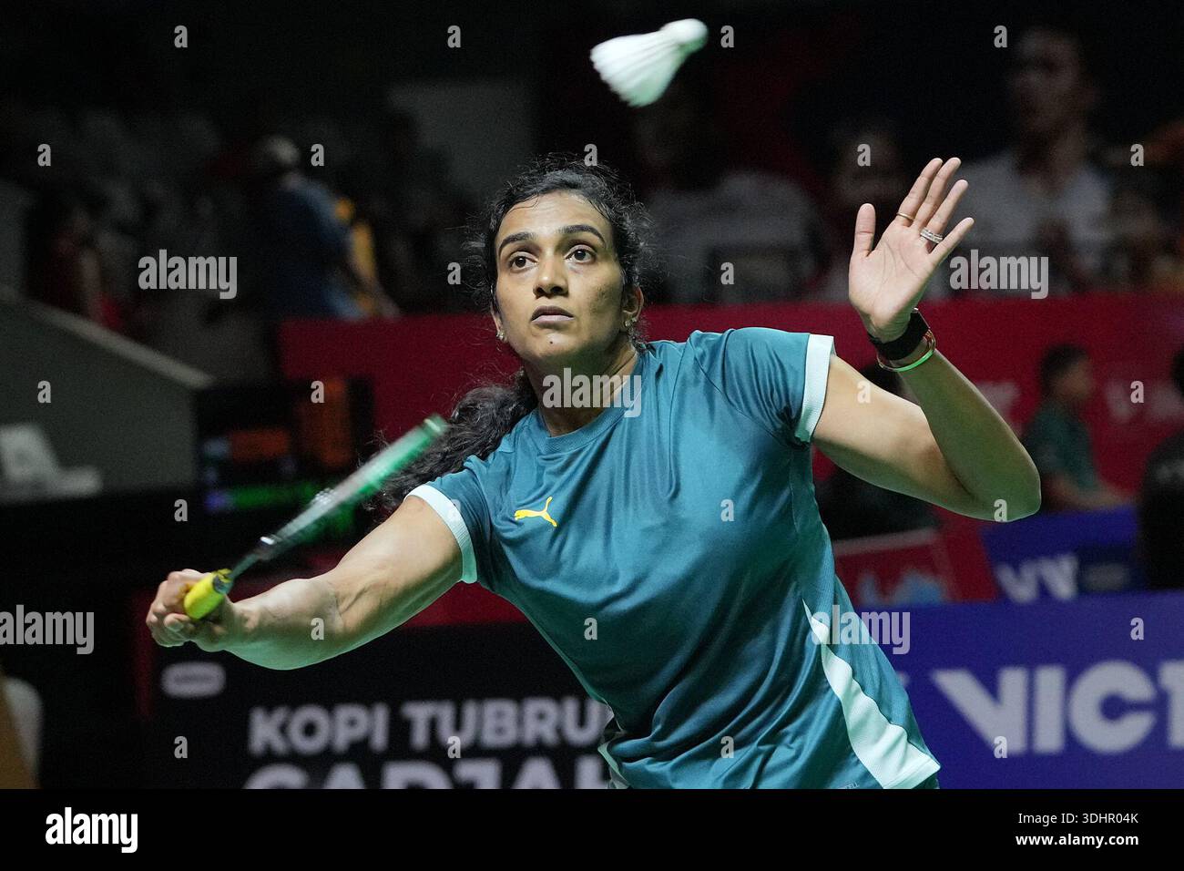 India's Sindhu Pusarla plays against China's Chen Yu Fei during their ...