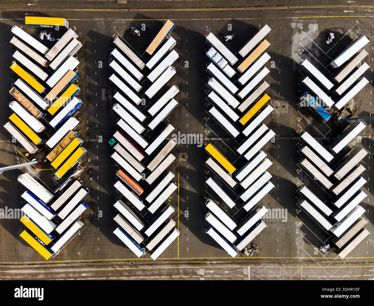 Aerial View of Shipping Containers at Seaport Logistics Terminal Stock ...