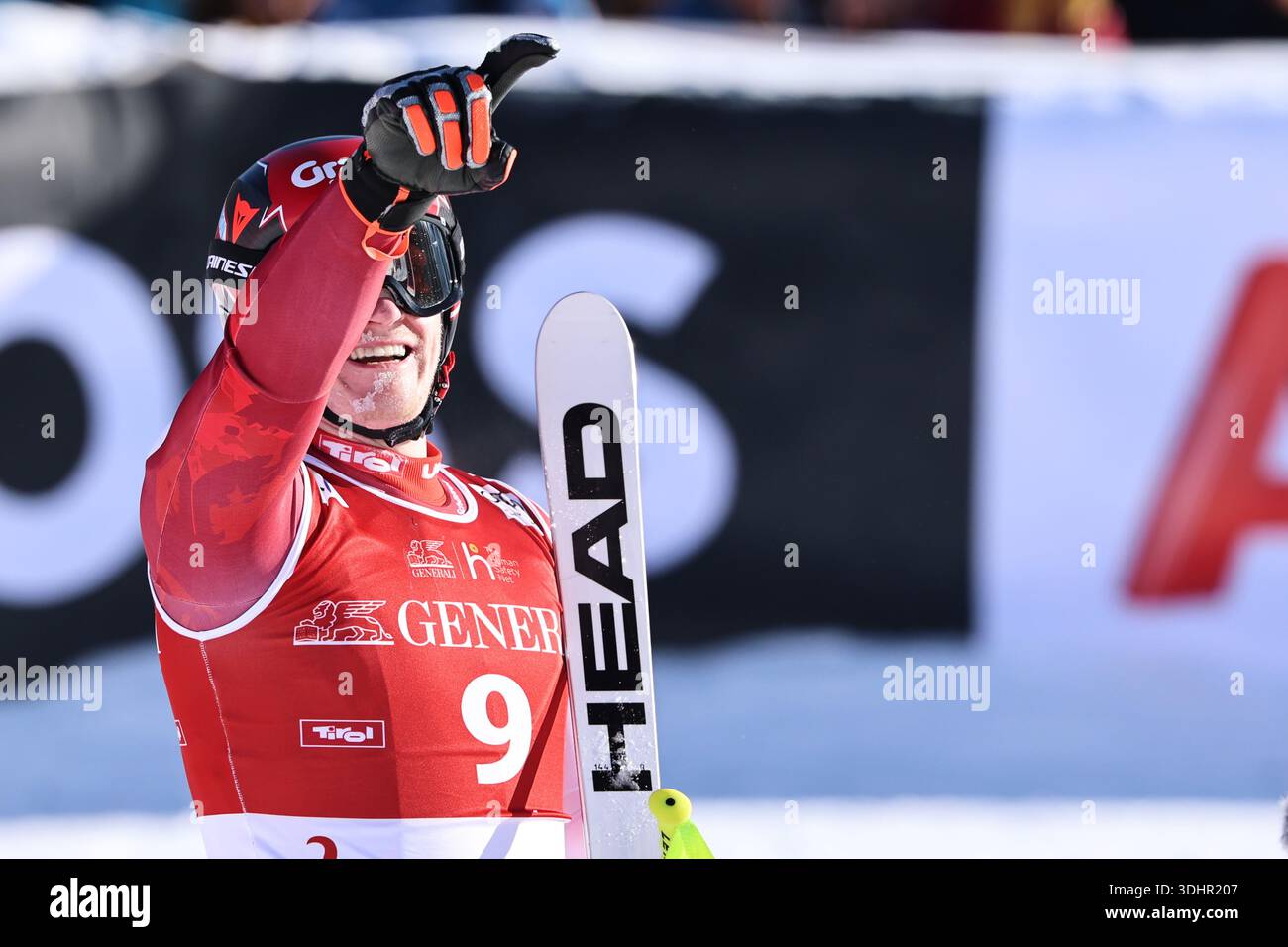 Austria's Stefan Babinsky reacts at finish line during a men's World ...
