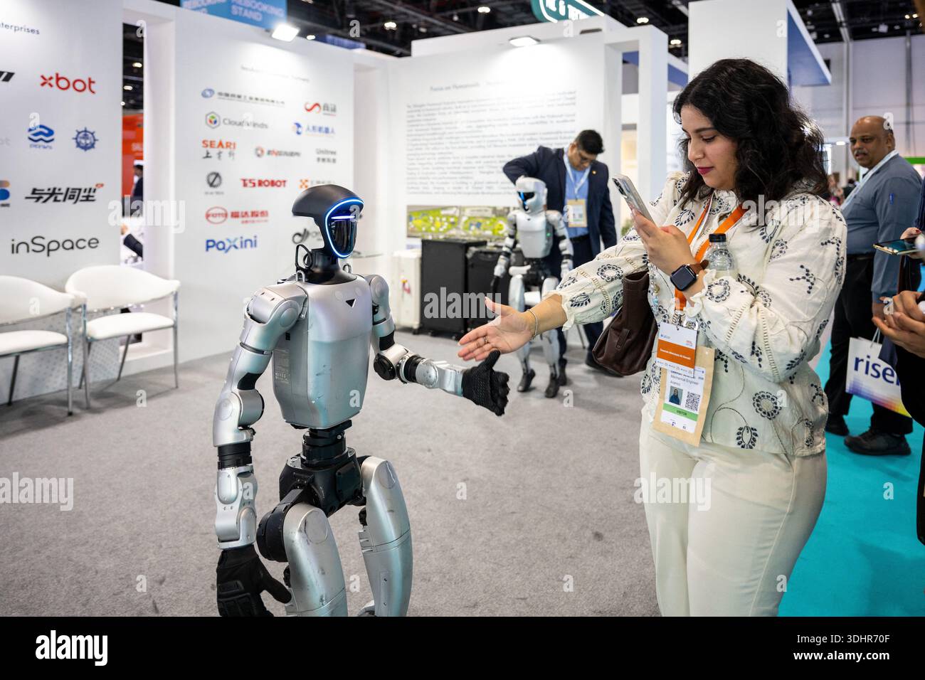 A human looking robot from Chinese company Unitree performs during the ...