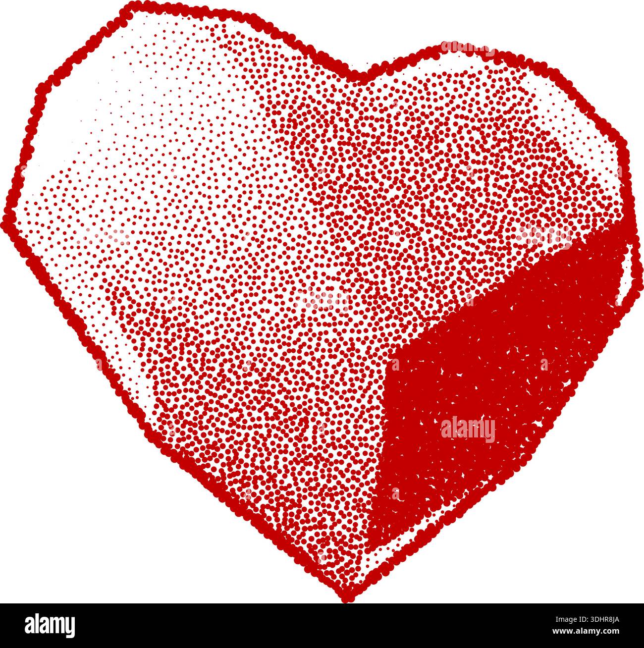 Red geometric 3d stipple dotwork heart symbol in retro technique on ...