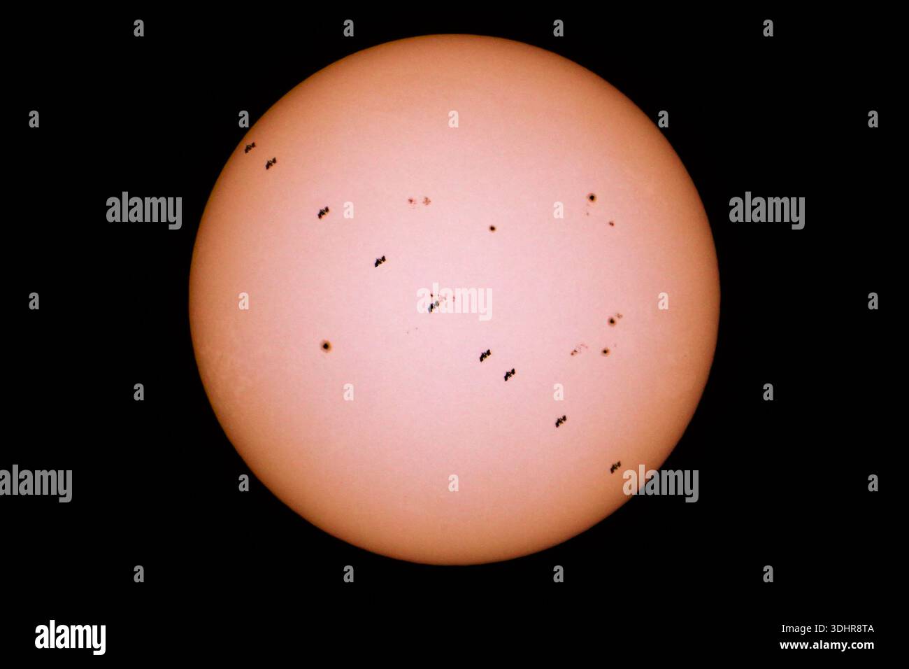 A composite image shows the International Space Station (ISS ...