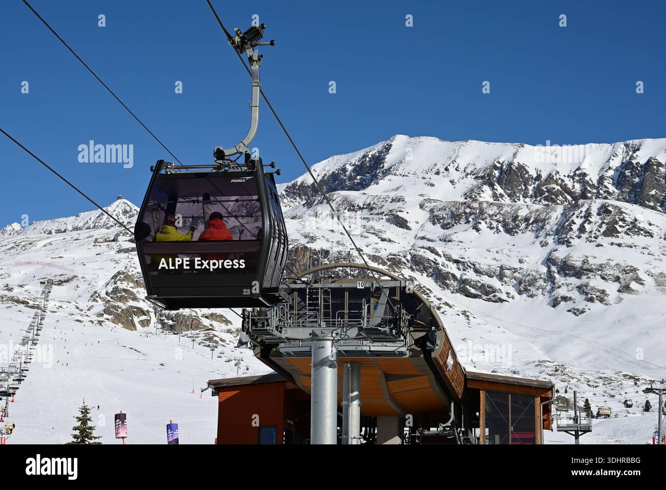 An Alpe Express ski lift seen in the Alpe d'Huez ski area. (Photo by ...