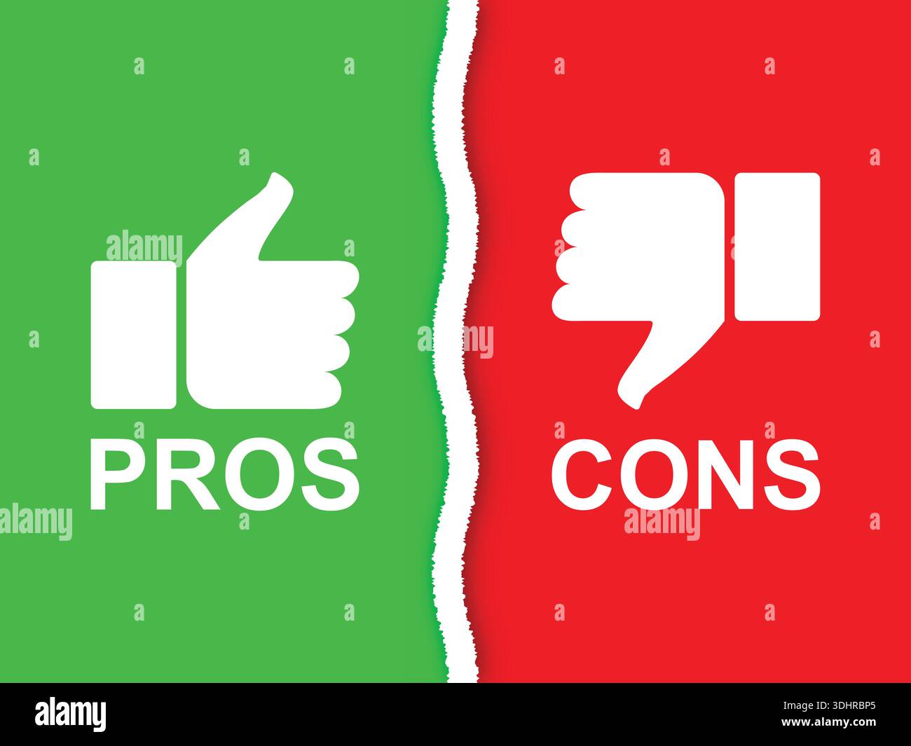 Pros and Cons Comparison with Thumbs Up and Thumbs Down Icons for ...