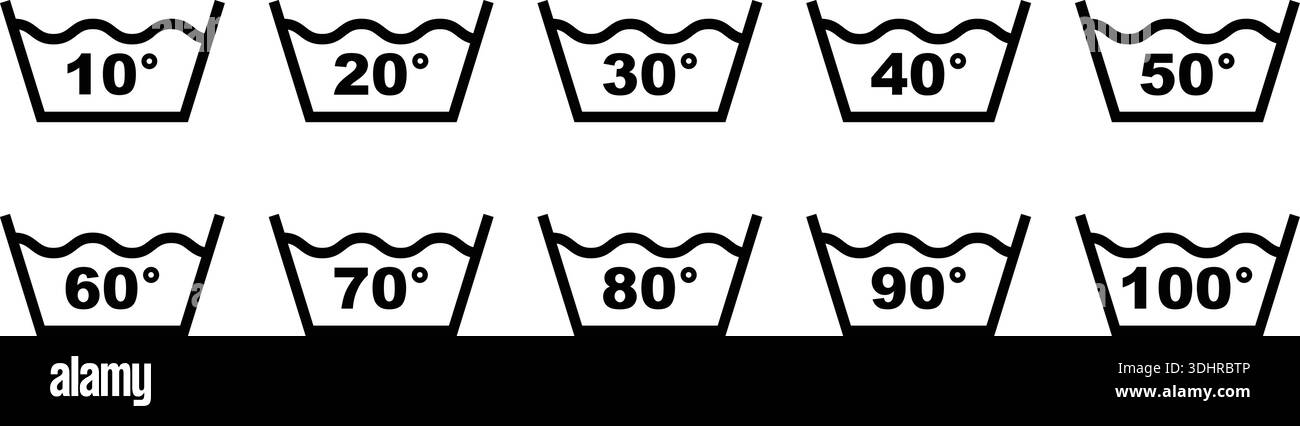 Laundry Water Temperature Icon Set for Washing Machine Care ...
