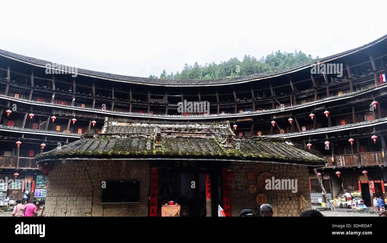 Tradition Chinese rural dwelling Yushanglou five-story tulou Hakka ...