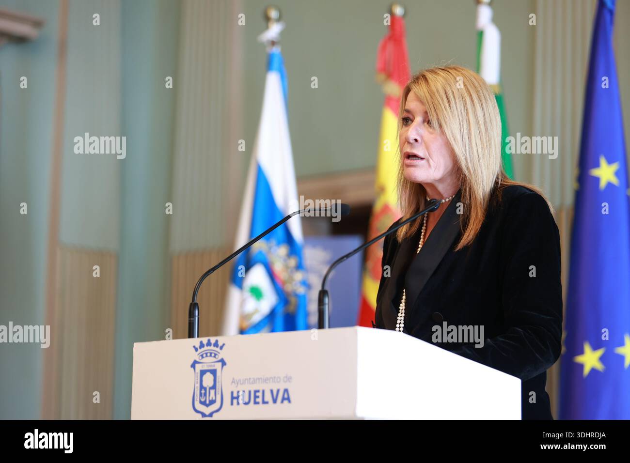 The Mayoress of Huelva, Pilar Miranda, takes part in the institutional ...