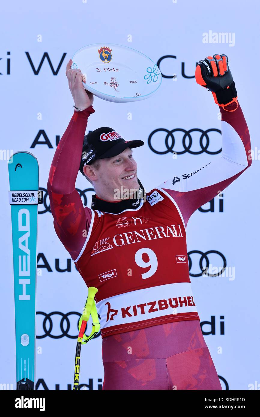 Austria's Stefan Babinsky celebrates his third place in a men's World ...