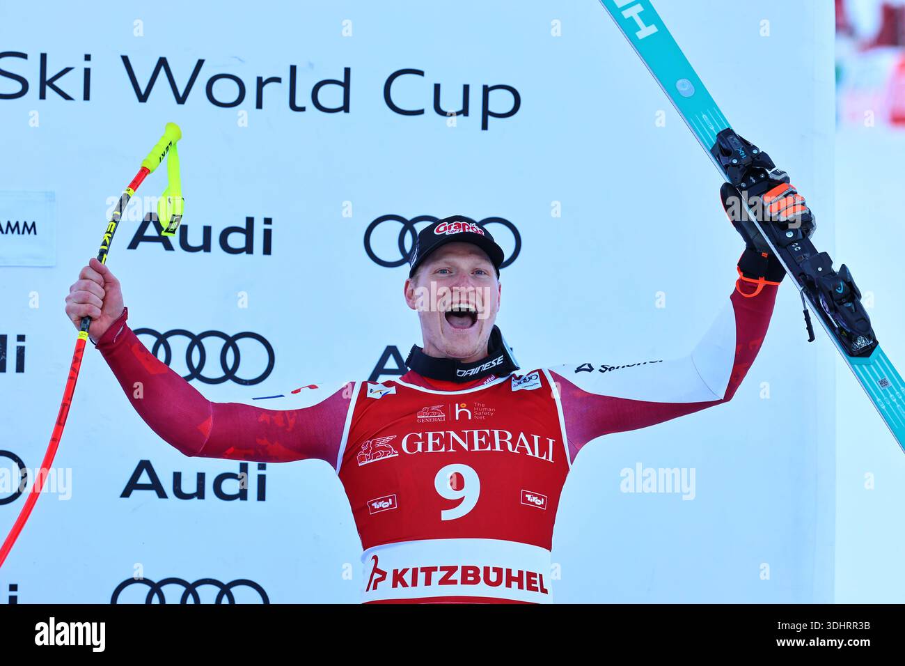 Austria's Stefan Babinsky celebrates his third place in a men's World ...